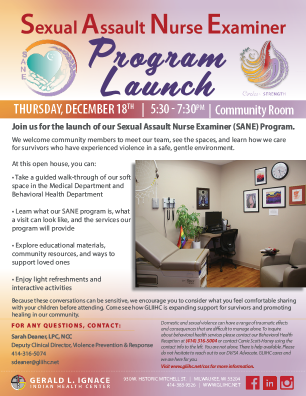 S.A.N.E. Program Launch - Gerald L. Ignace Indian Health Center, Inc.